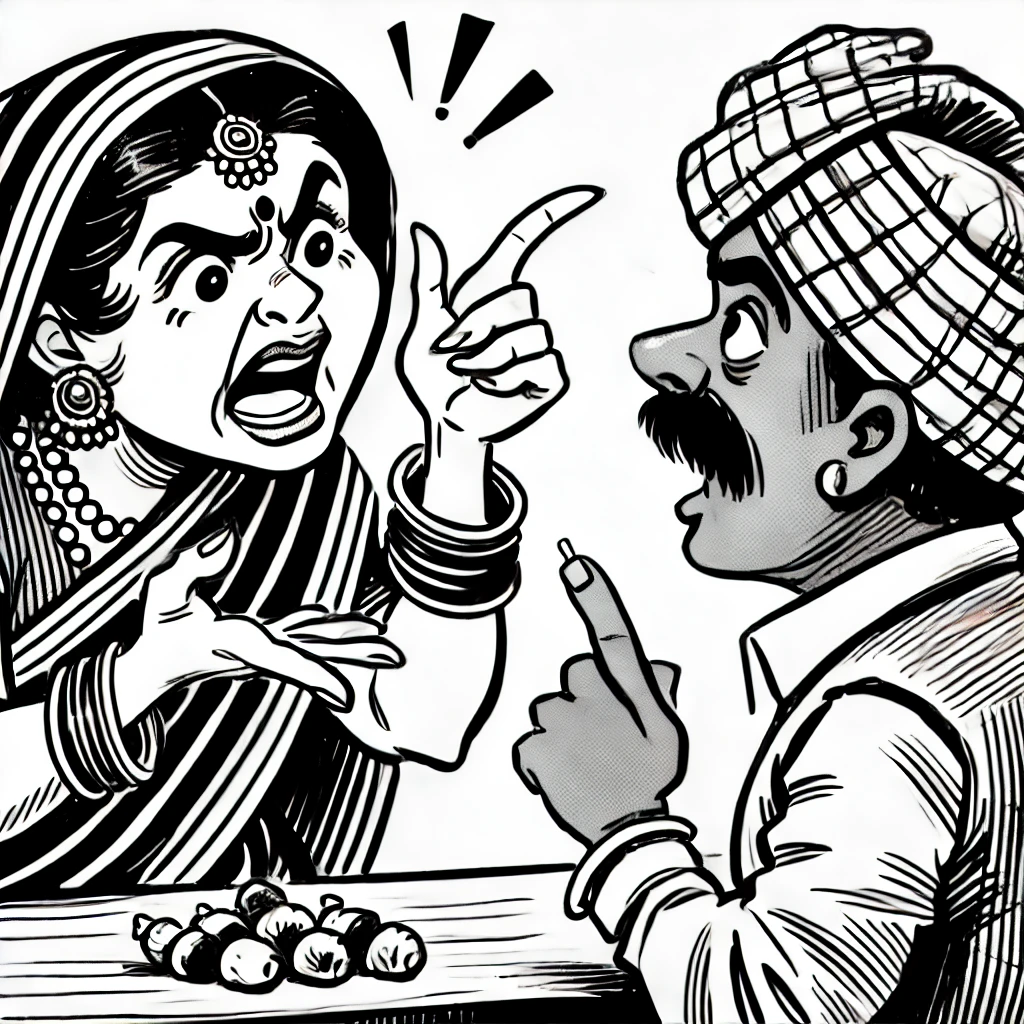 Indian Bargaining Techniques : Men Hold Bags, Women Haggle